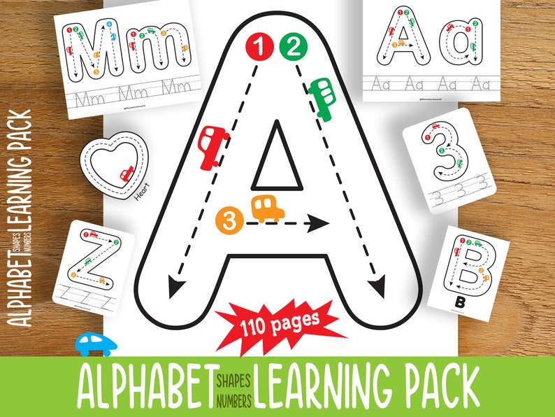 Alphabet Numbers Shapes Tracing, ABC Number Flashcards, Preschool ...