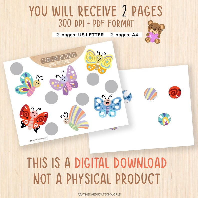 Butterfly Wing Pattern Matching Game,preschool Printable Activity ...