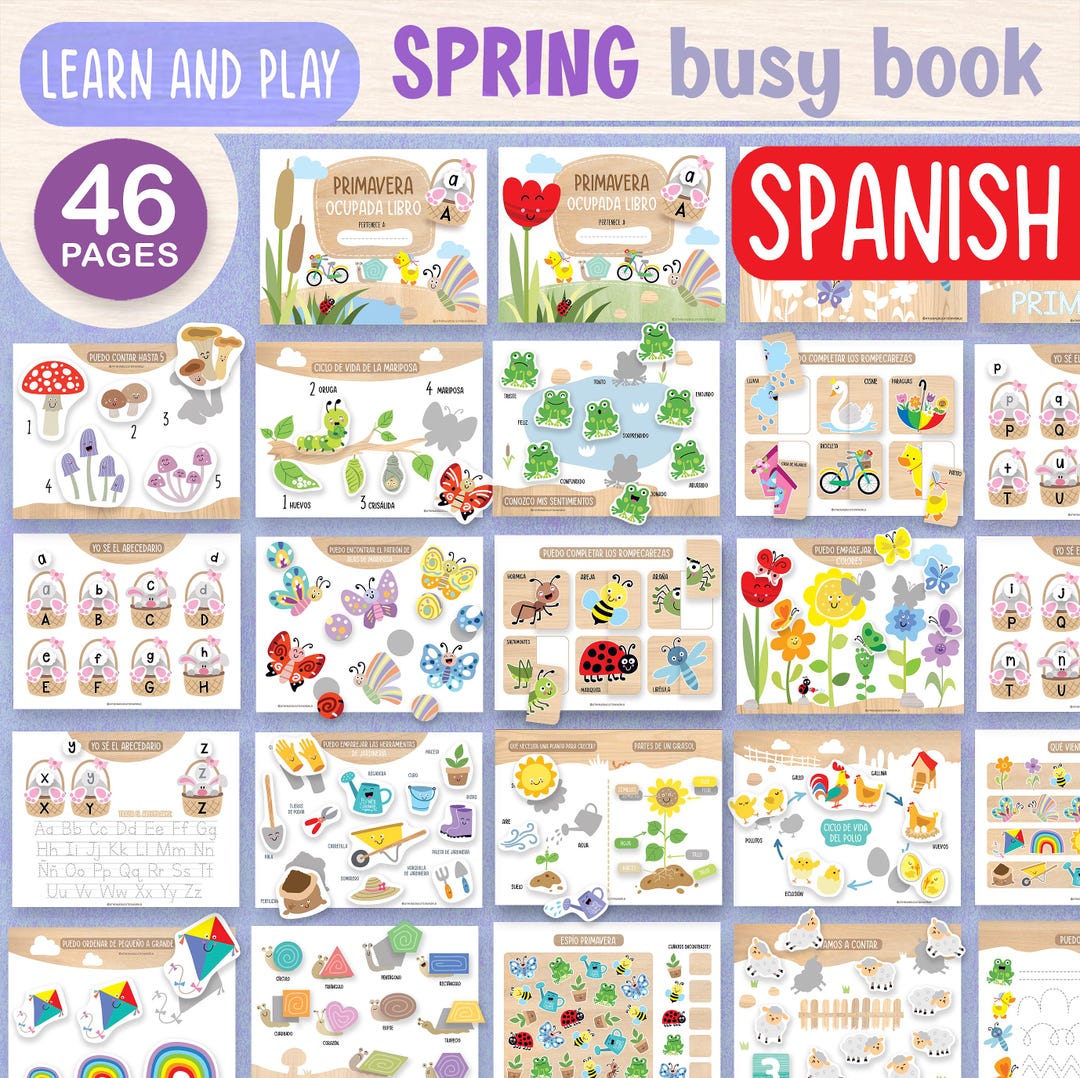 Spanish Spring Busy Book for Toddler,printable Preschool Learning ...