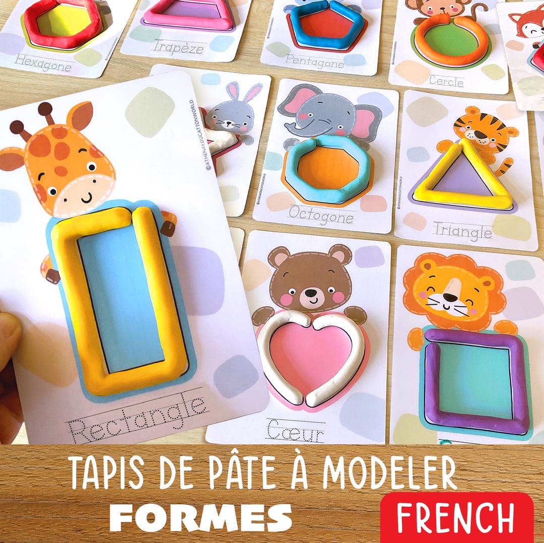 French Playdough Mats for Kids Learning Shapes Printable, Fun Sensory ...