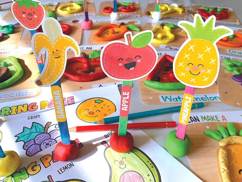 Playdough Mats Fruits Printable,fun Activity for Kids,learn Fruits With ...