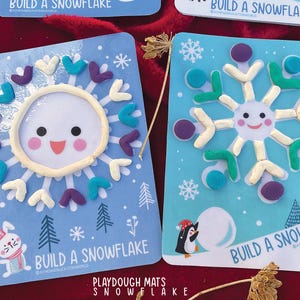 Winter Playdoh Mats Printable, Build a Snowflake Playdough Activities ...