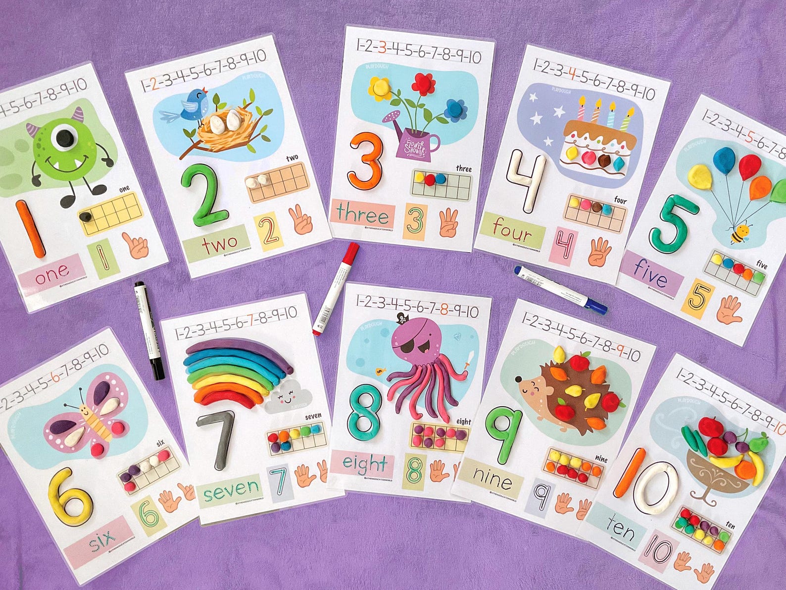 Playdough Counting Mats 1-10 Printable, Preschool Math Activity ...