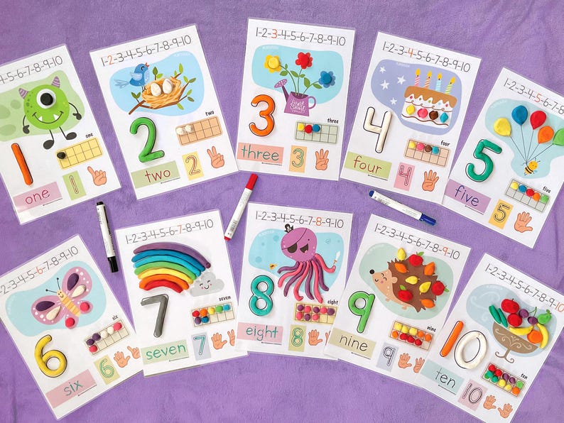 Playdough Counting Mats 1-10 Printable, Preschool Math Activity ...