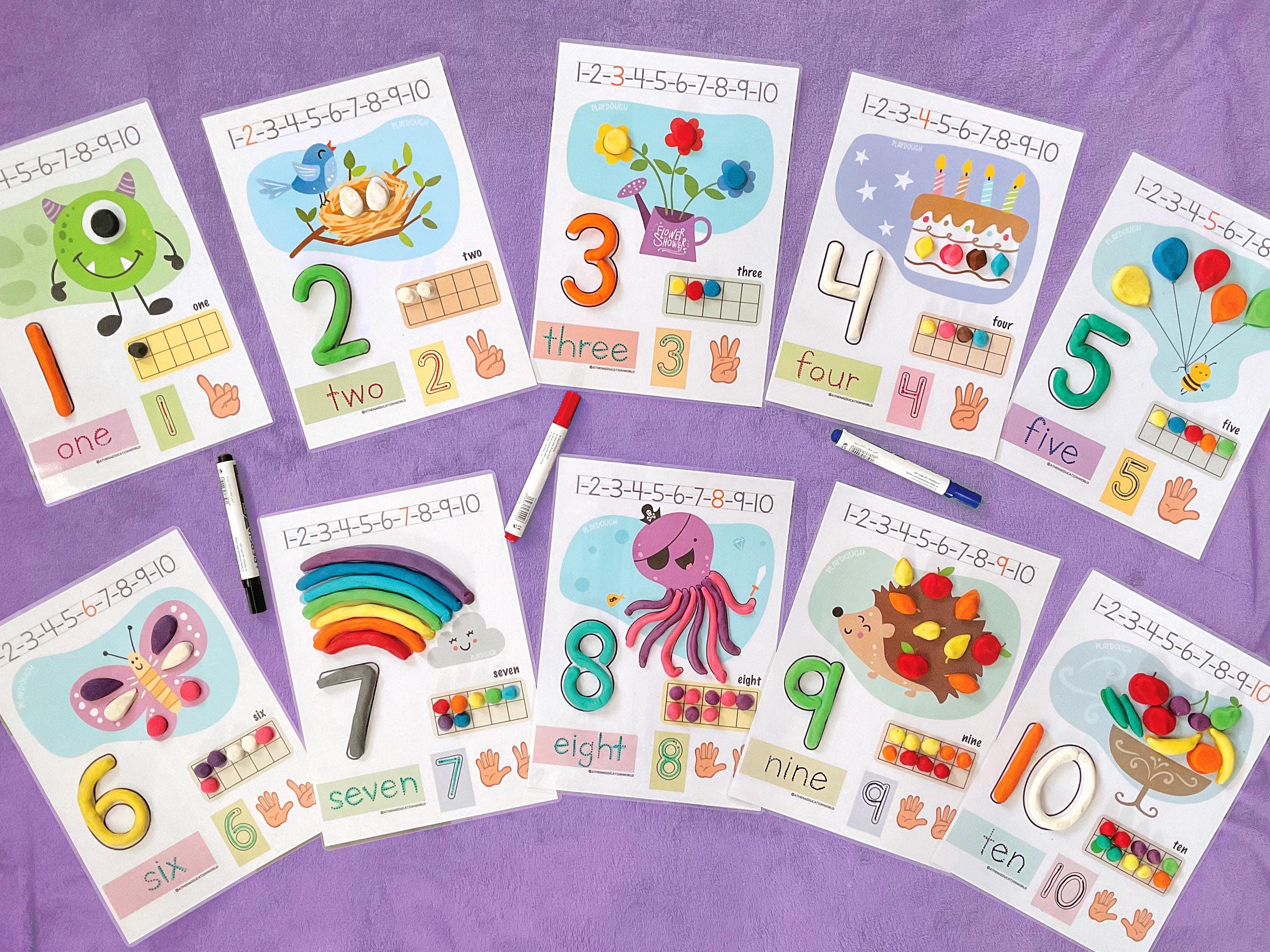 Preschool Counting Play Dough Mats Toddler Numbers Learning 1-10 Play ...