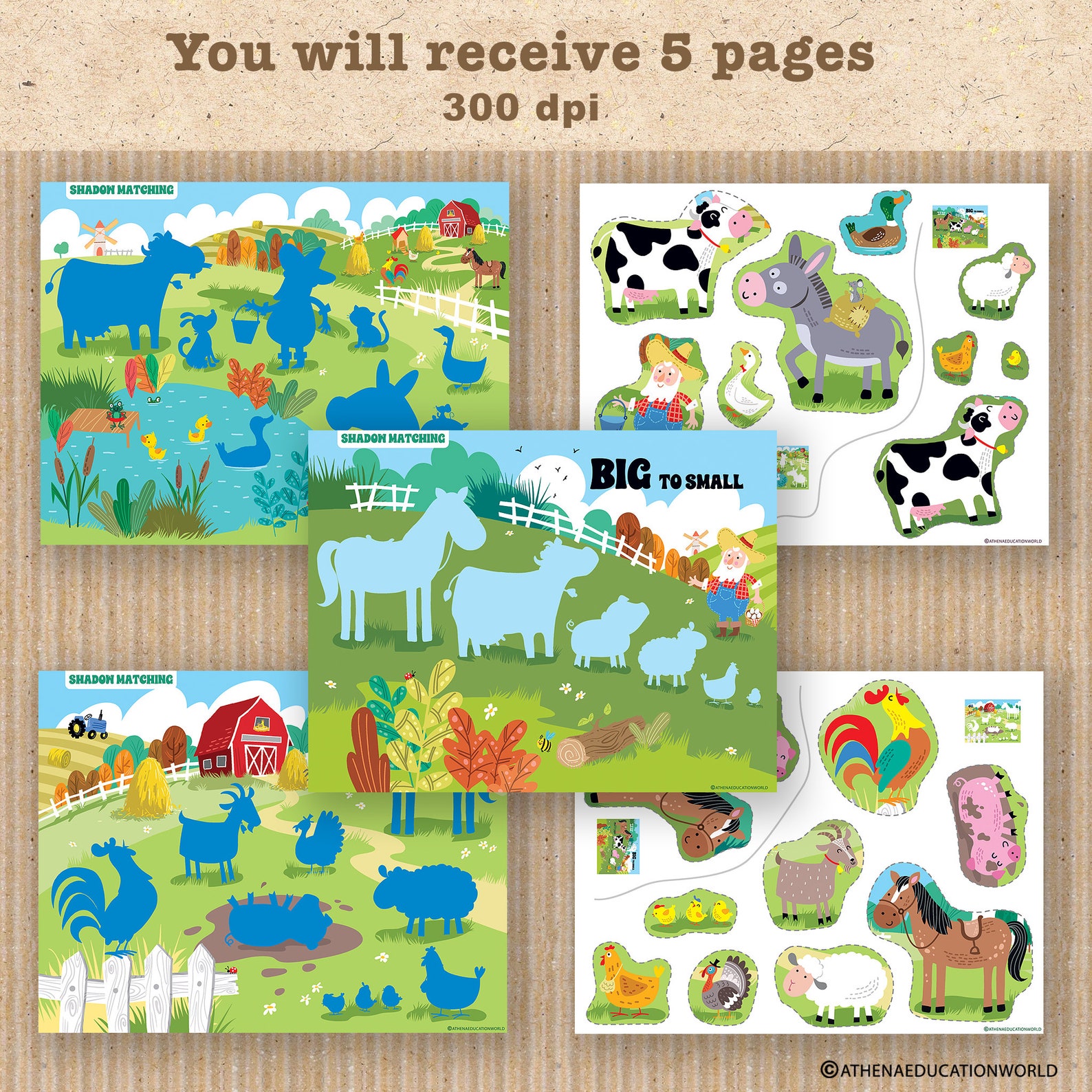 Farm Animals Shadow Matching Velcro Game Toddlers Shadow - Etsy