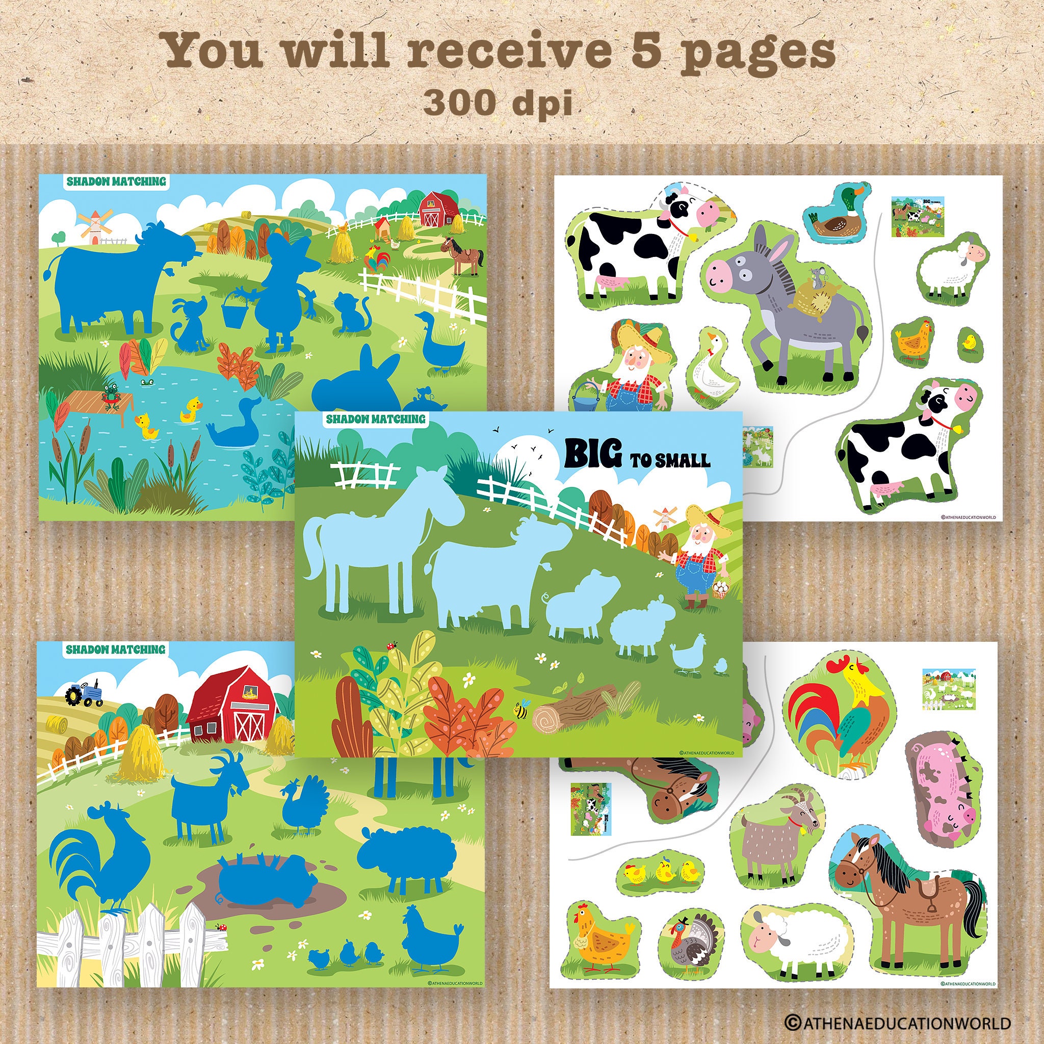 Farm Animals Shadow Matching Velcro Game Toddlers Shadow - Etsy