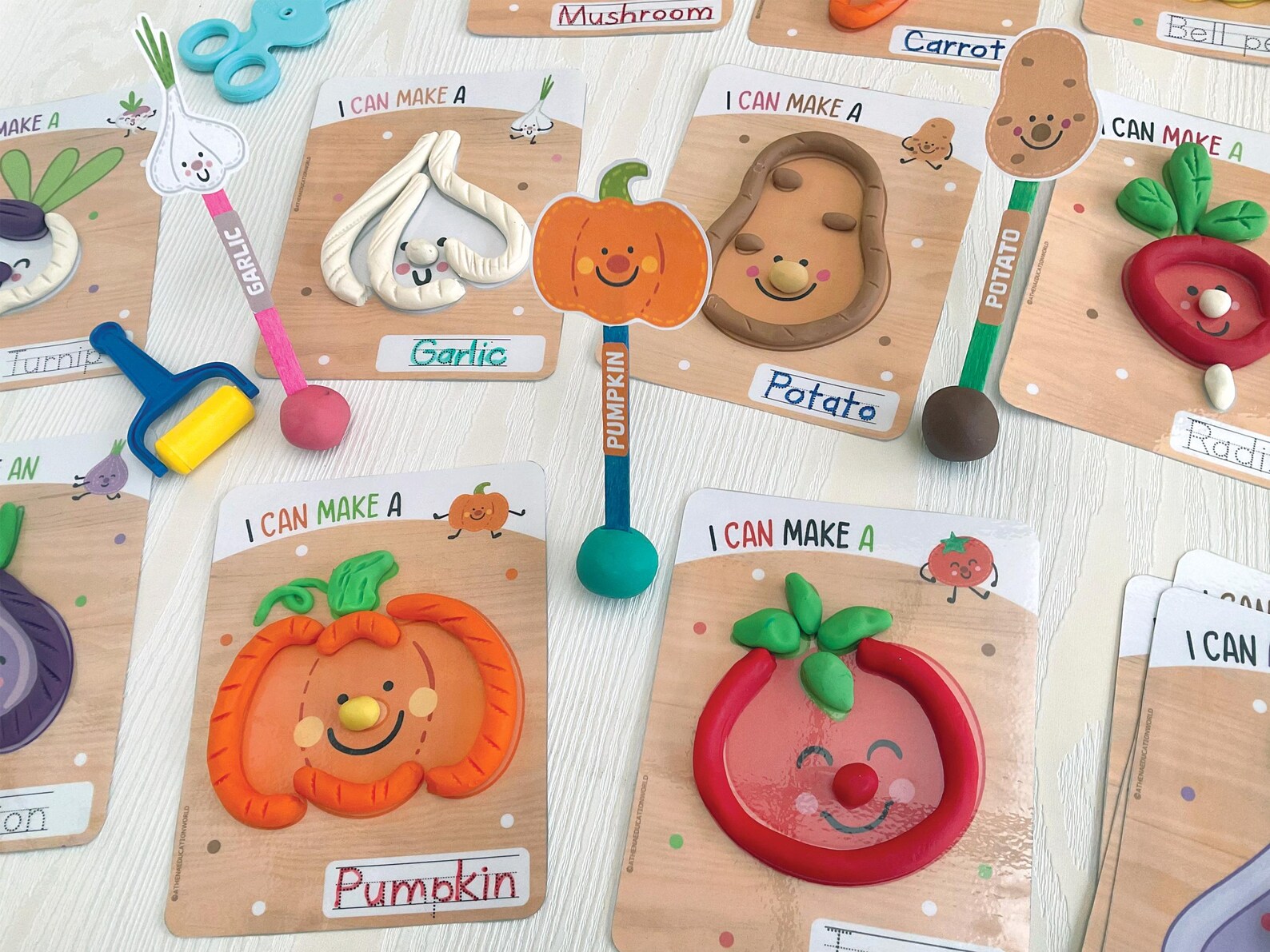 Playdough Mats Vegetables Printable,fun Activity for Kids,popsicle ...