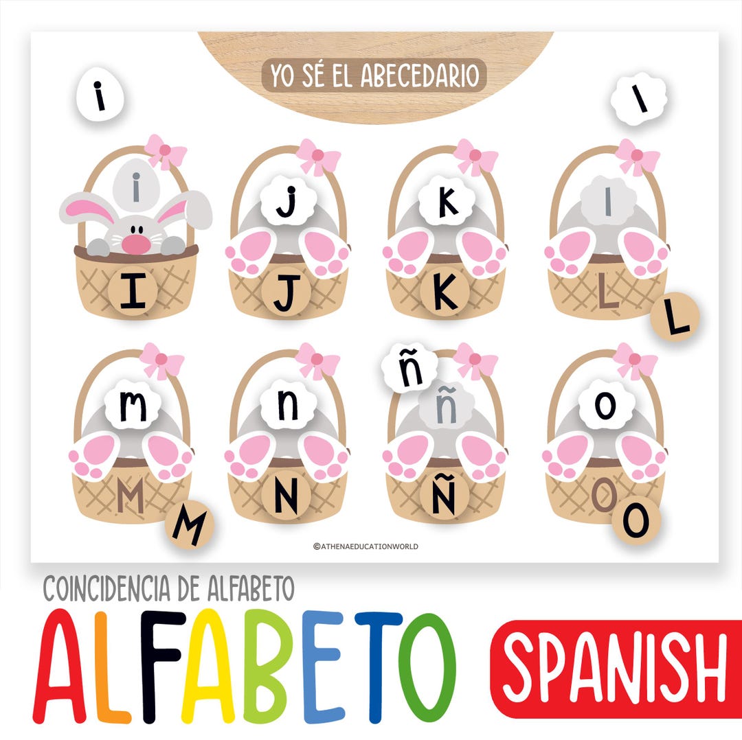 Spanish Easter Alphabet Match Game, Montessori Bunny ABC Puzzle ...