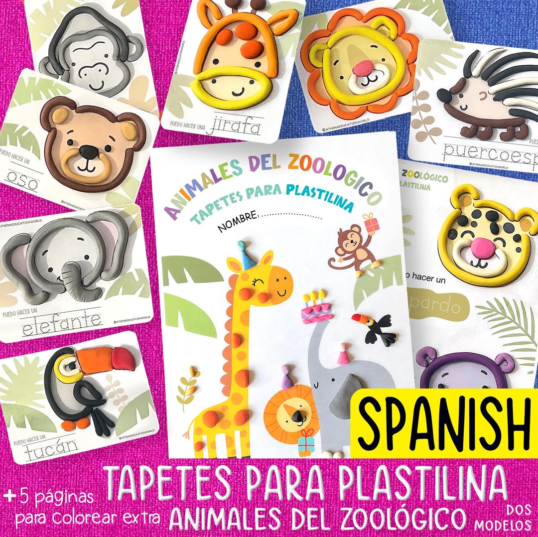 Spanish Zoo Animals Playdough Mats, Printable Play Dough Activity for ...