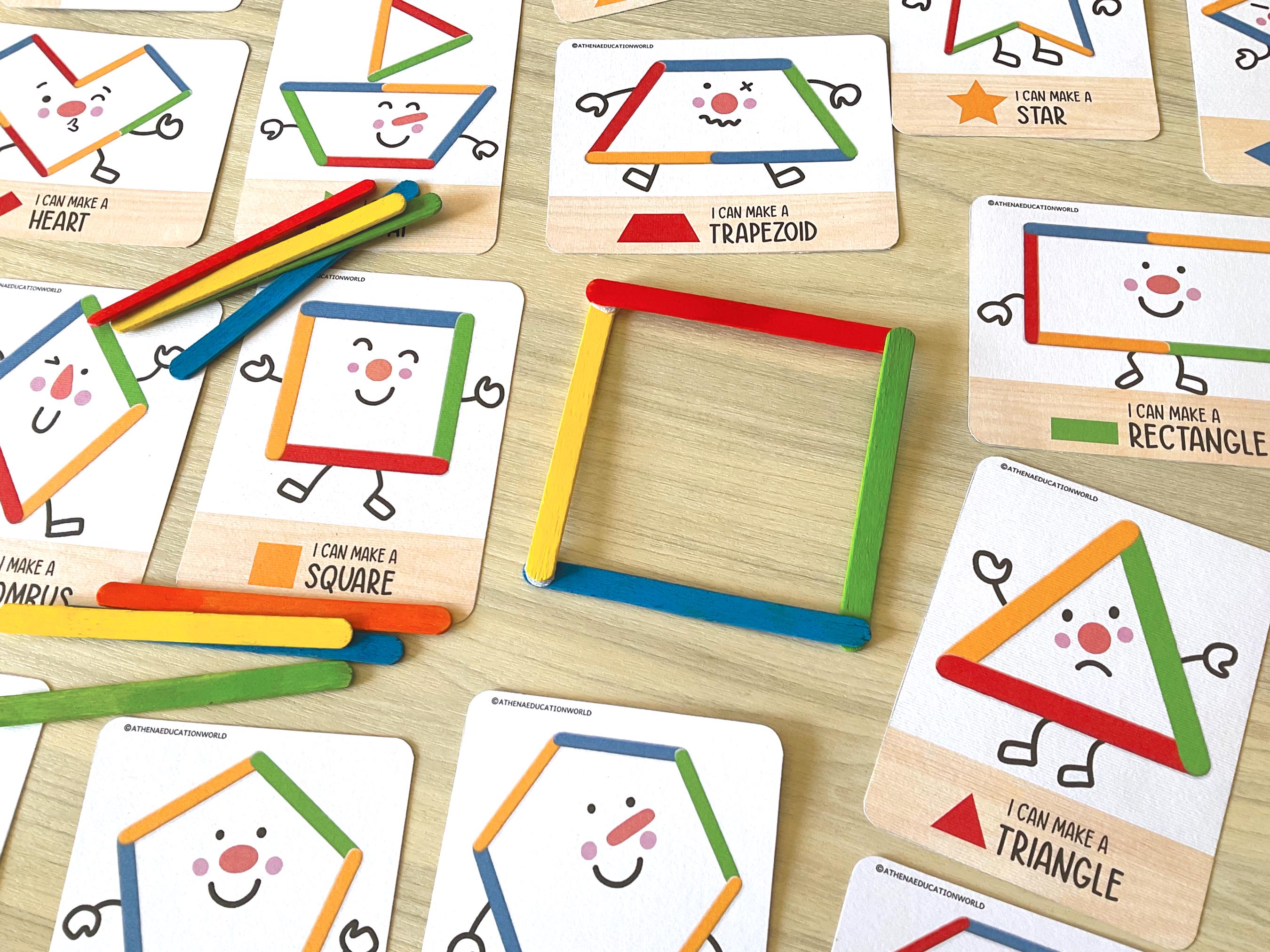 Popsicle Stick Shapes Activity,fun Learning Toddler Activity,preschool ...
