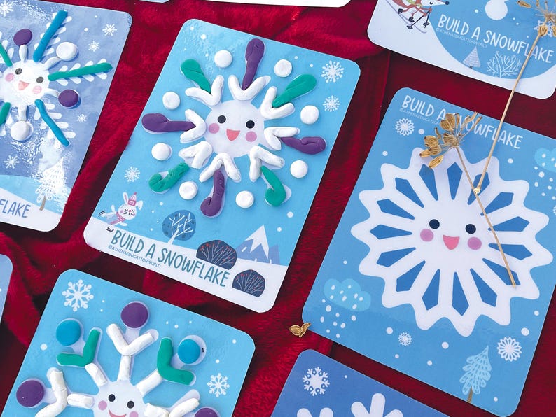 Build a Snowflake Playdough Mat Printable,snowflakes Play Dough Mats ...