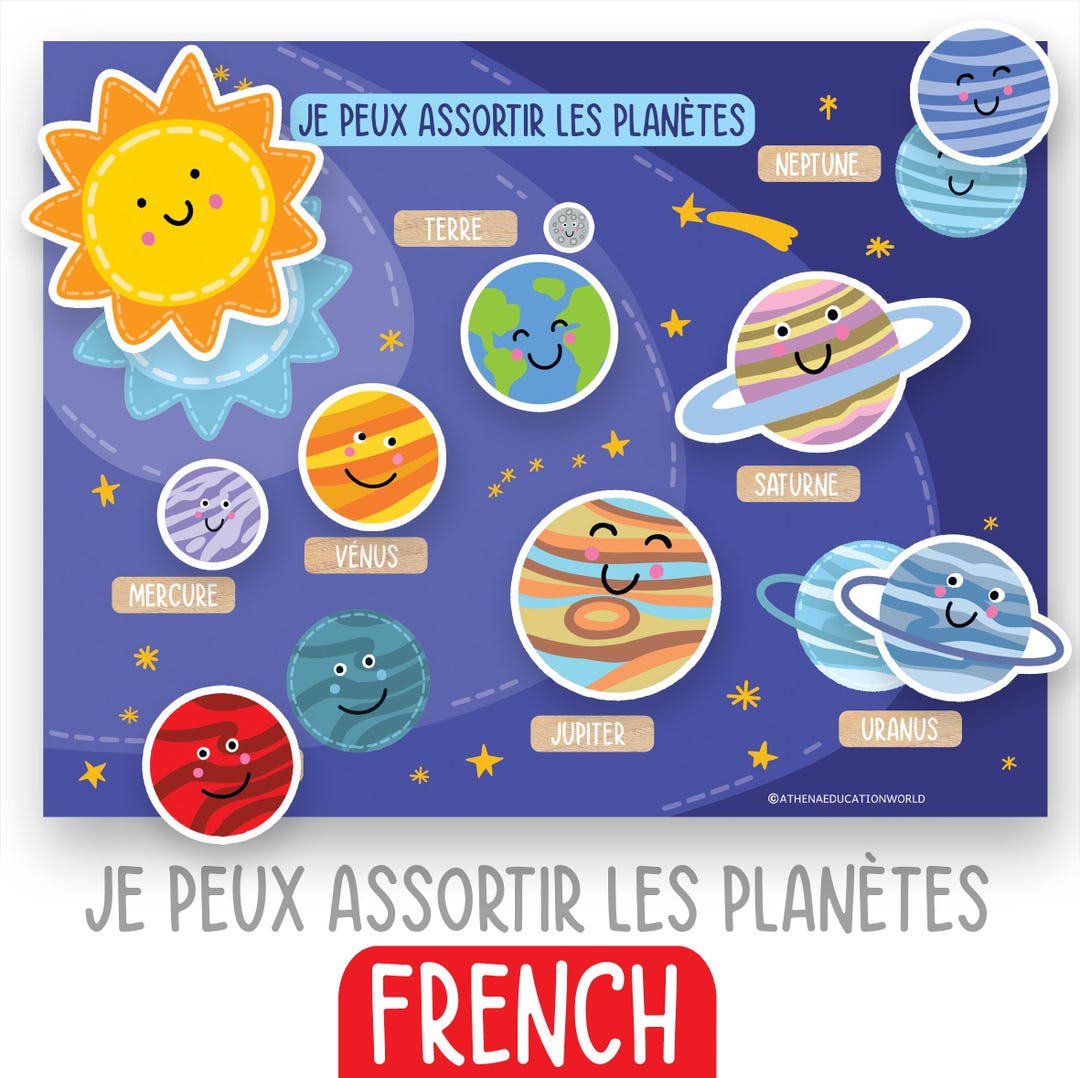 French Solar System Worksheet, Homeschool Printables, Kindergarten ...