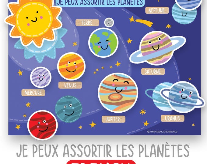 French Solar System Worksheet, Homeschool Printables, Kindergarten ...