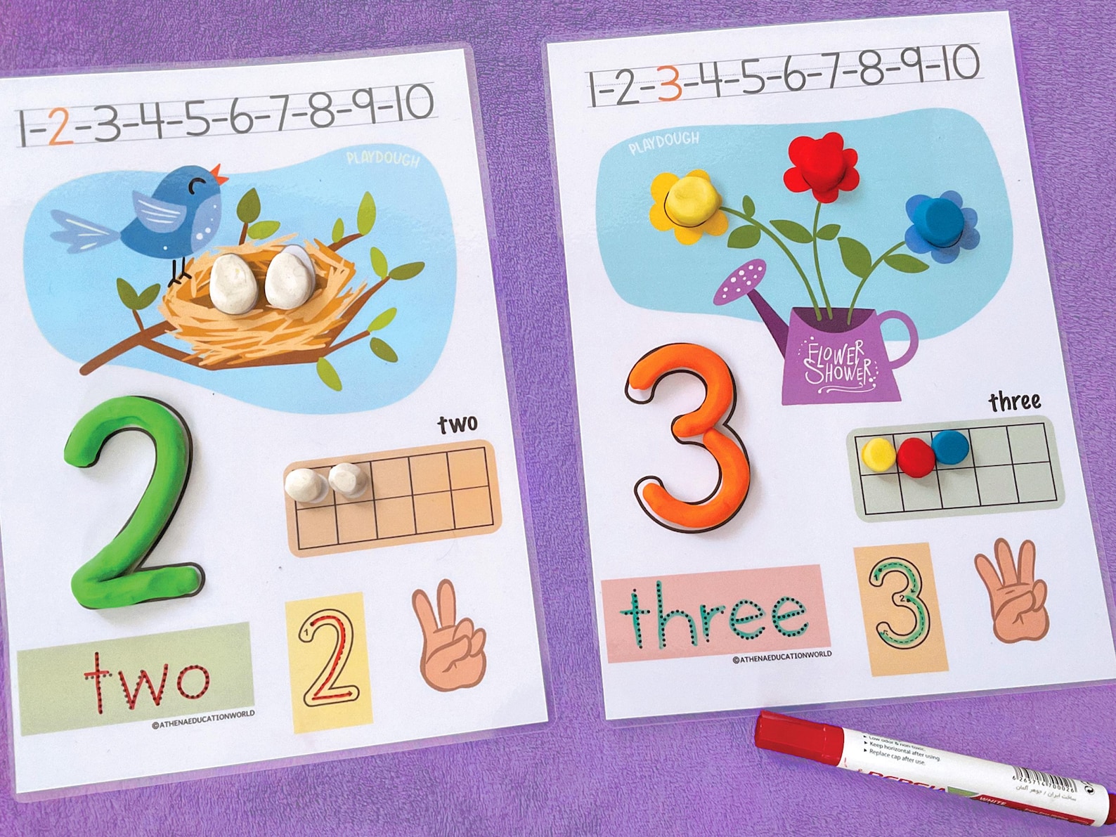 Preschool Counting Play Dough Mats Toddler Numbers Learning 1-10 Play ...