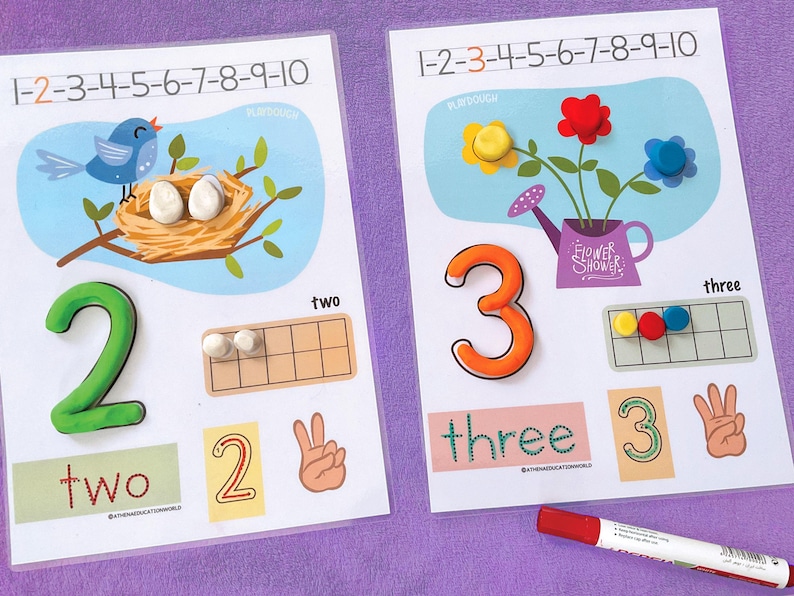 Counting and Numbers Play Dough Mats Printable Preschool Activities ...