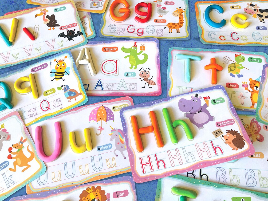 Alphabet Playdough Mats for Kids, Toddler Letter Tracing Mats ...