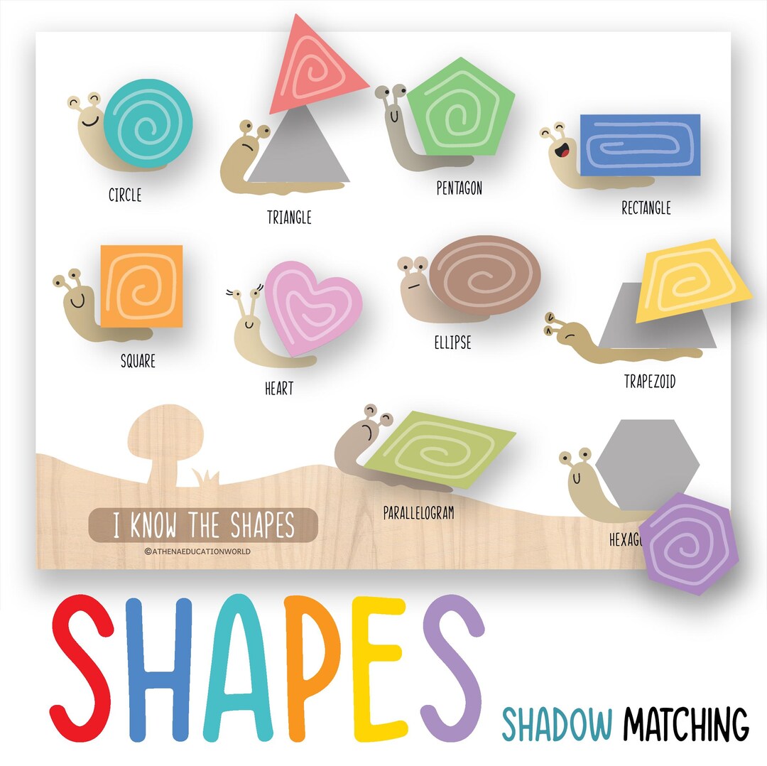 Snail Shapes Matching Activity, Shapes Printables, Learning Shapes ...