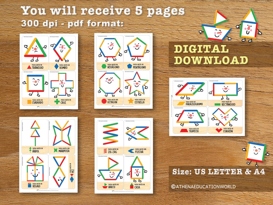 Spanish Popsicle Stick Shapes Activity, Fun Learning Toddler Activity ...