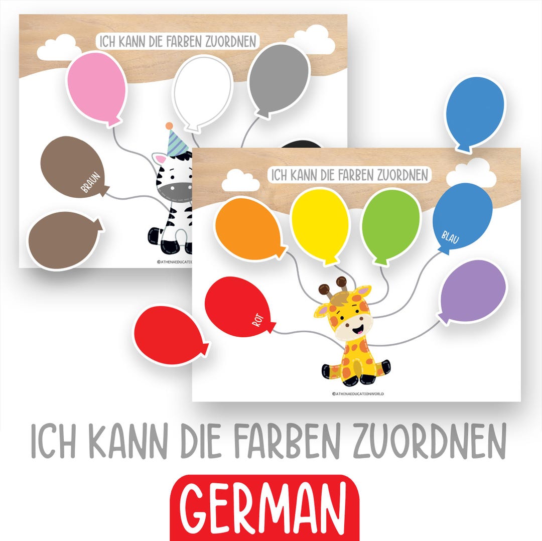 German Color Matching Worksheet,sorting Colors Balloon,color Sorting ...