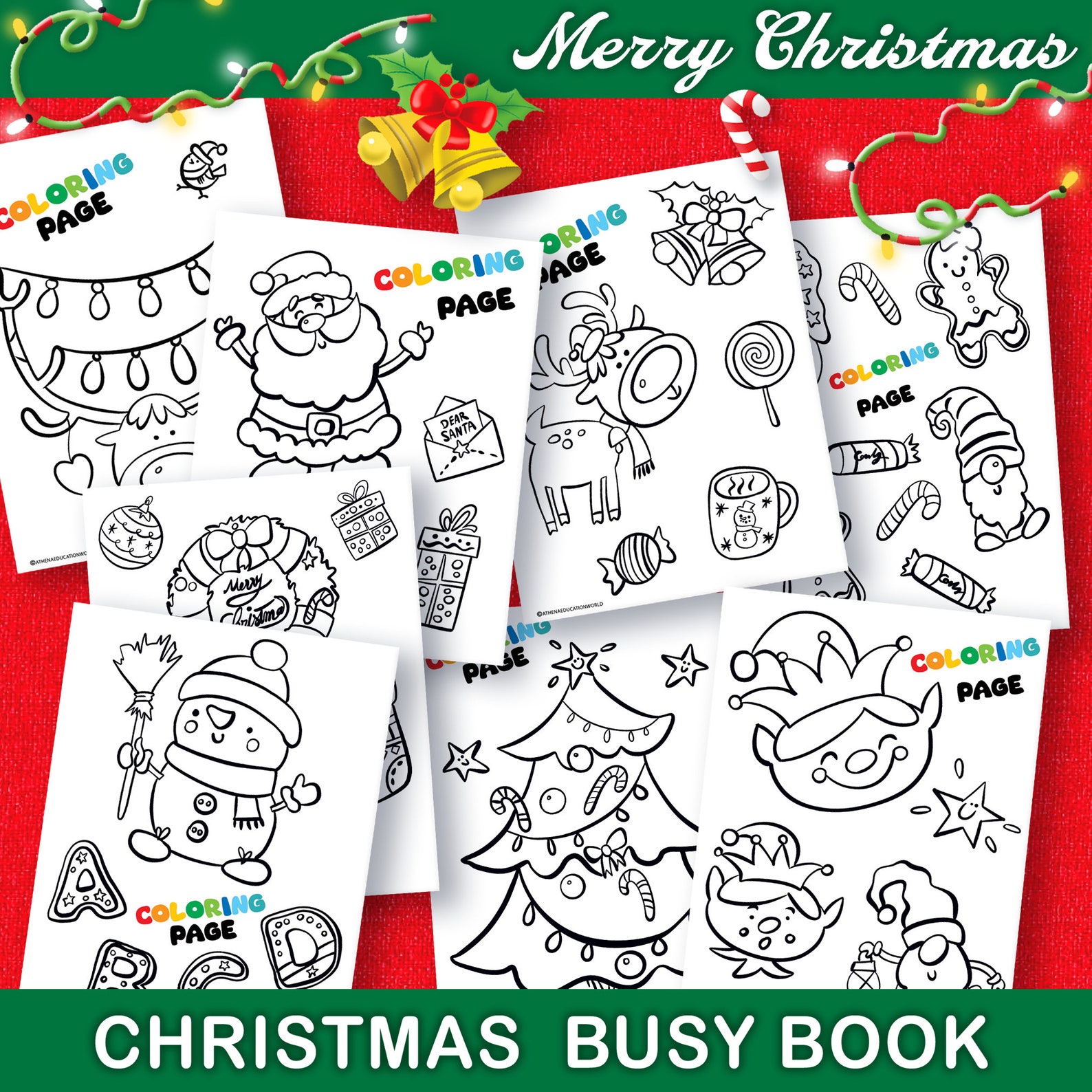 Christmas Busy Book for Toddler, Printable Holiday Learning Activity ...