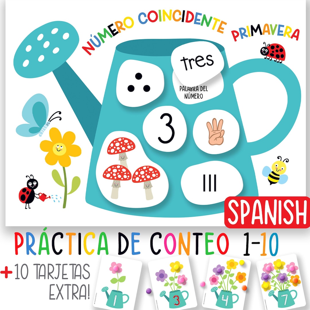 Spanish Spring Number Match Activity,counting Practice 1-10,preschool ...
