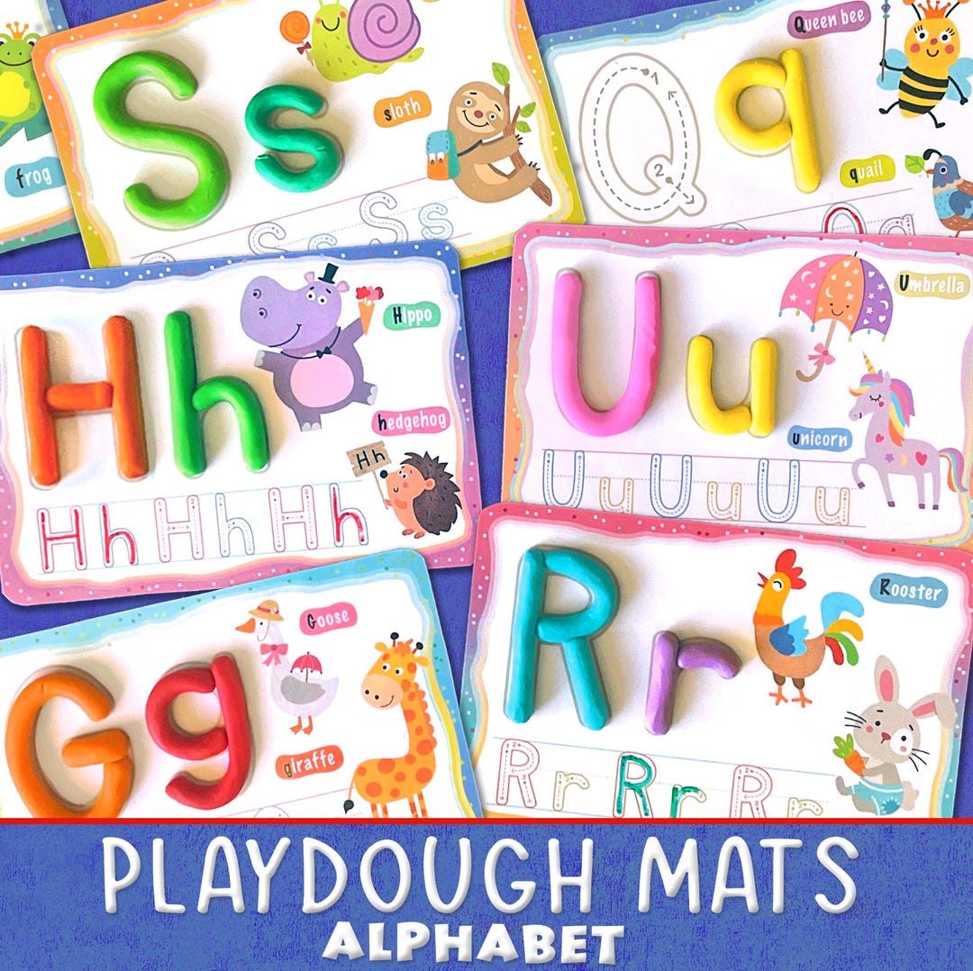 Alphabet Playdough Mats for Kids, Toddler Letter Tracing Mats ...
