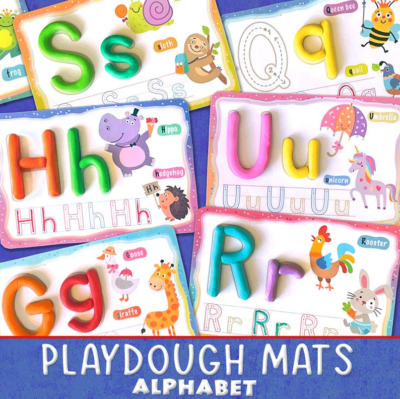 Alphabet Playdough Mats for Kids, Toddler Letter Tracing Mats ...