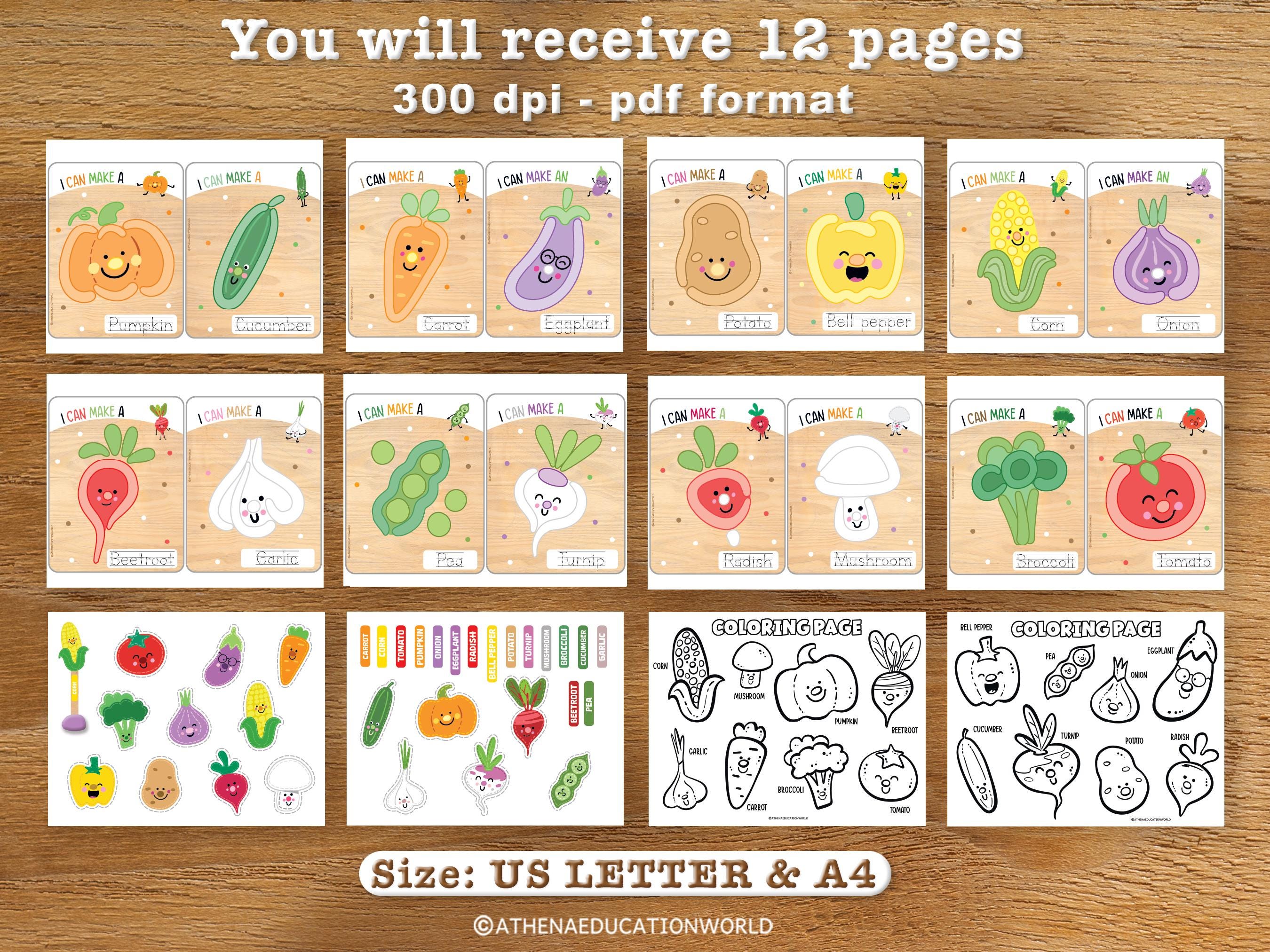 Playdough Mats Vegetables Printable,fun Activity for Kids,popsicle ...