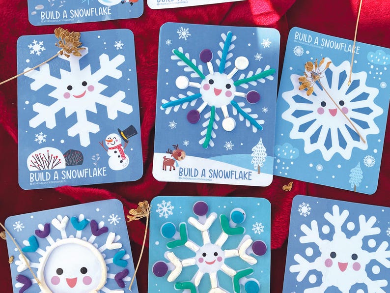 Winter Playdoh Mats Printable, Build a Snowflake Playdough Activities ...