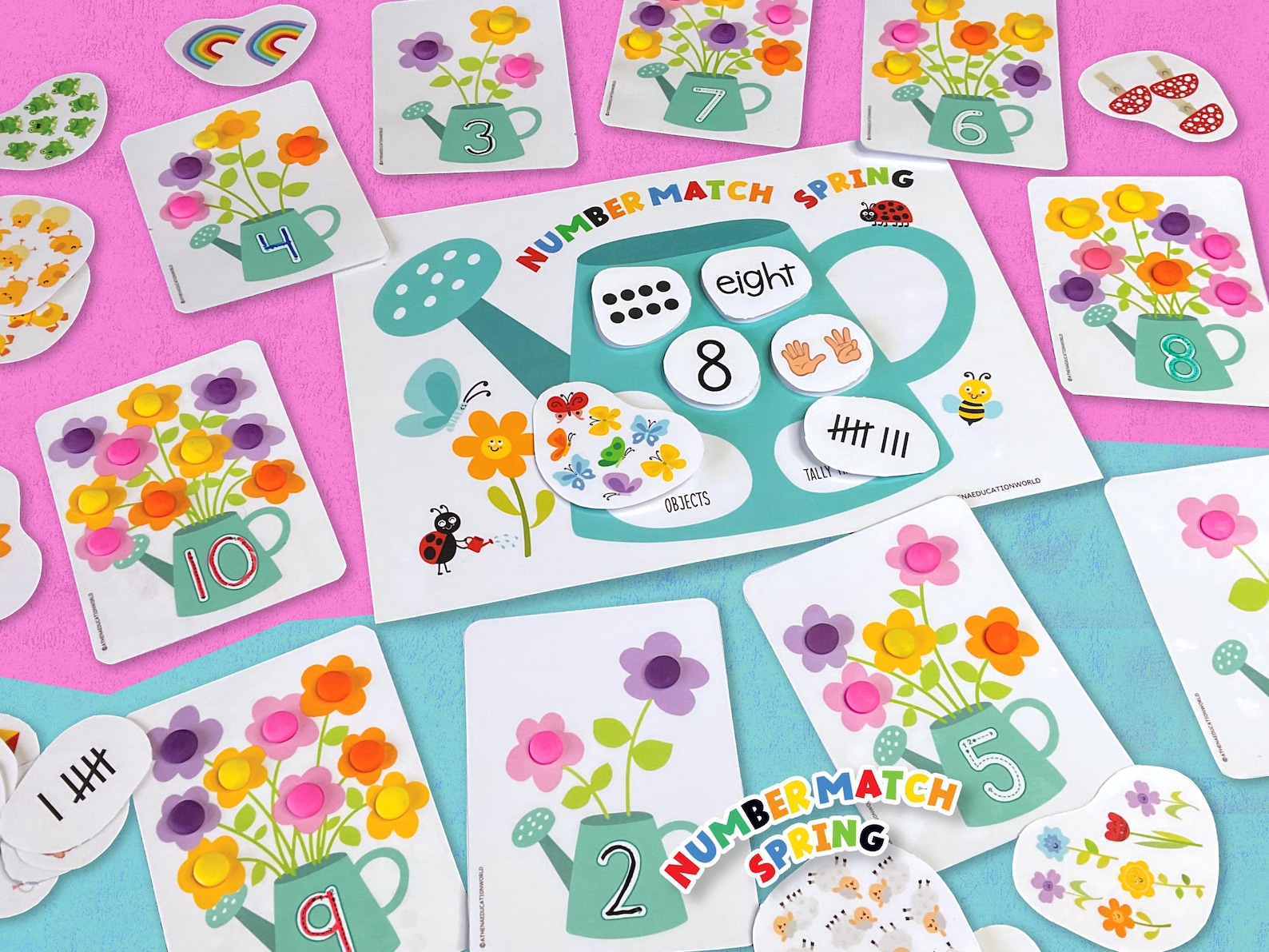 Spring Counting Activity 1-10, Number Match Printable for Toddlers, Pom ...