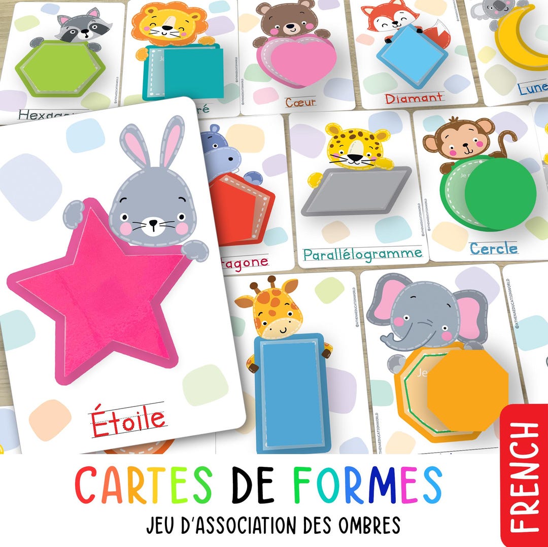 French Shapes Flashcards Game for Toddlers and Preschoolers, Montessori ...