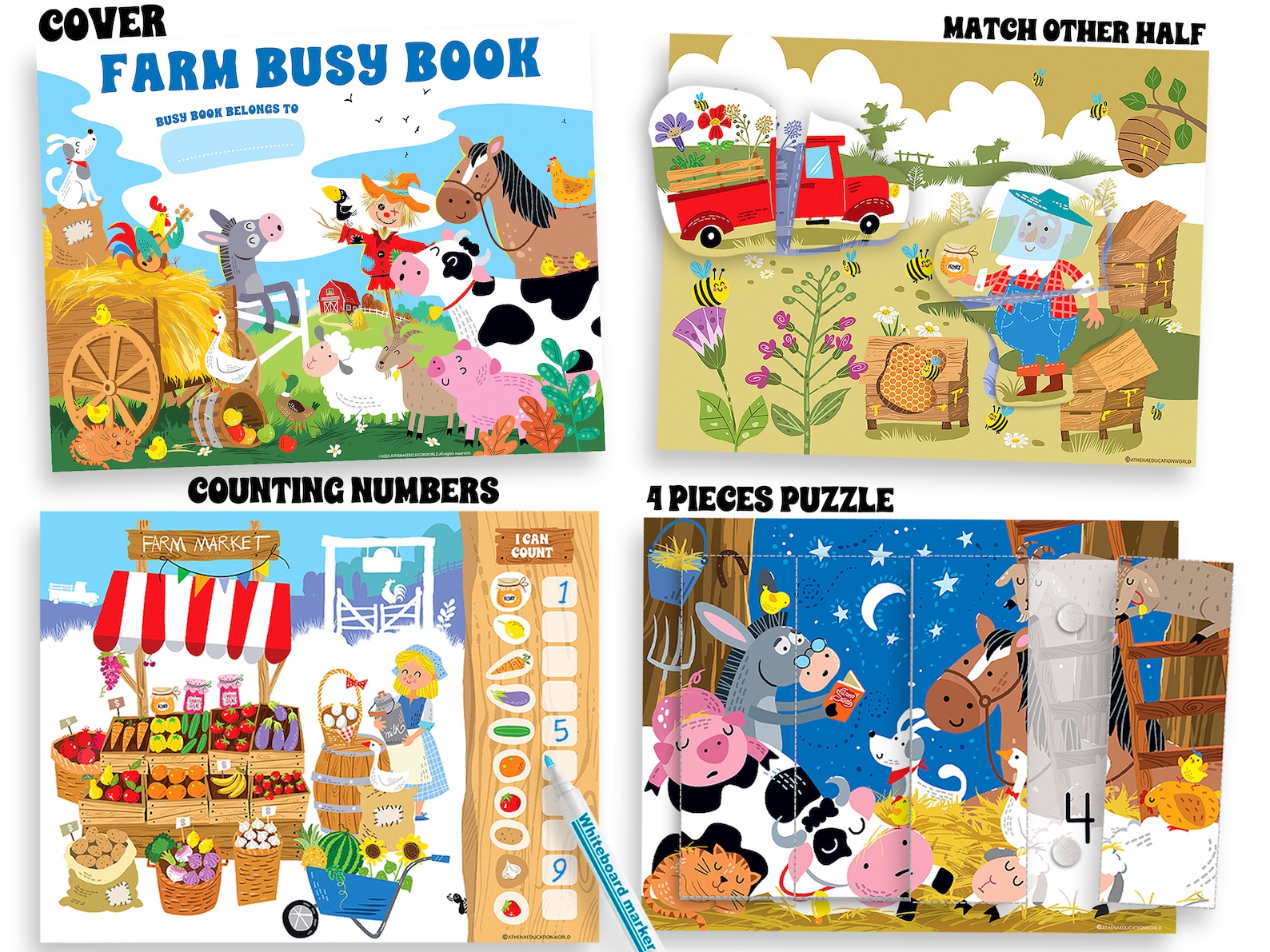 Farm Busy Book Printable, Kids Farm Educational Activity Book,toddler ...