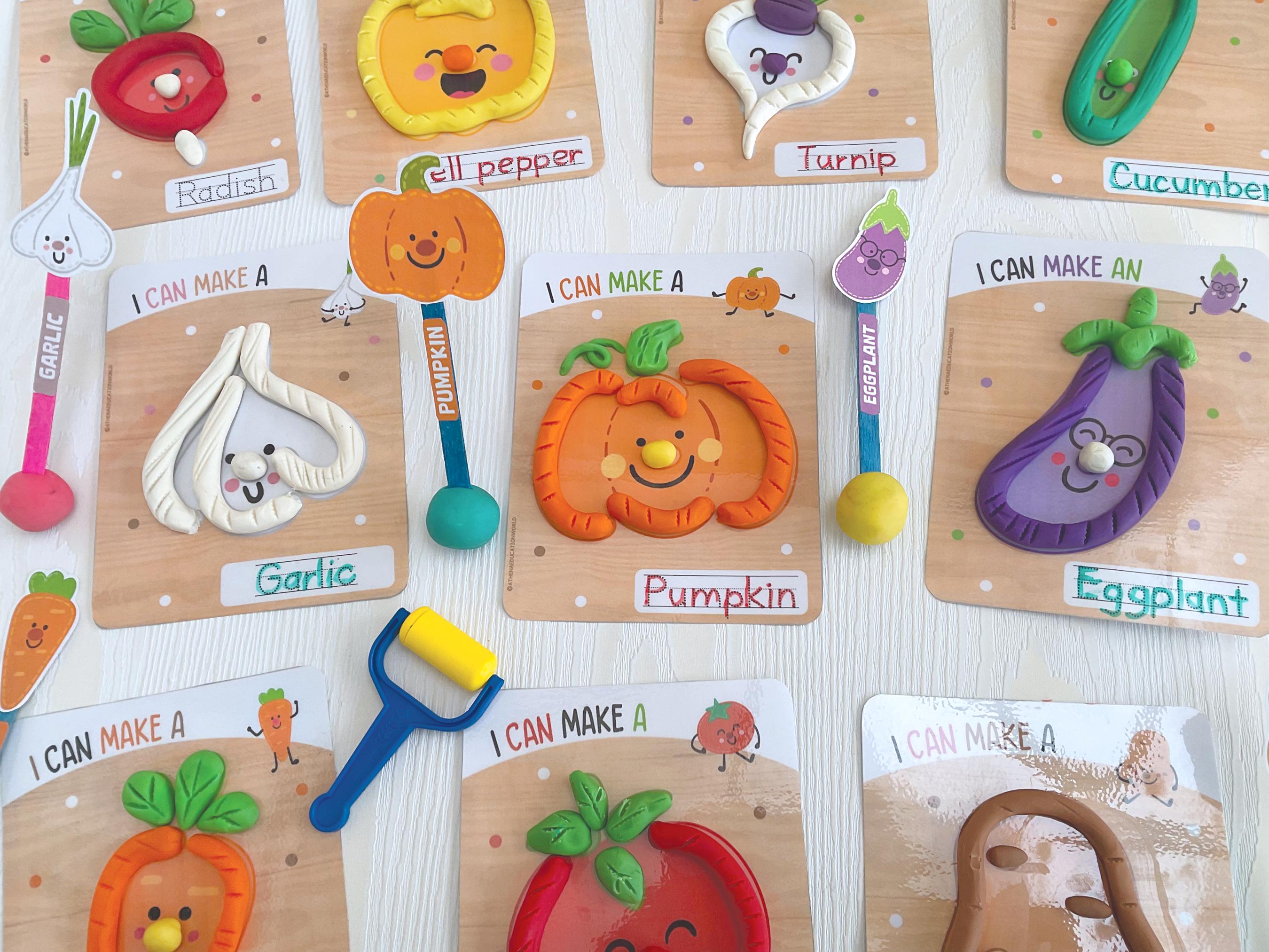 Playdough Mats Vegetables Printable,fun Activity for Kids,popsicle ...
