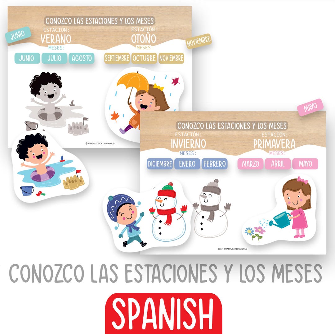 Spanish Seasons and Months Printable Worksheets, Toddler, Preschool ...