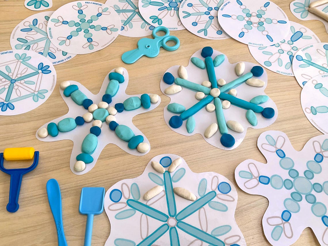 Snowflake Playdough Mats for Kids,winter Fine Motor Activity ...