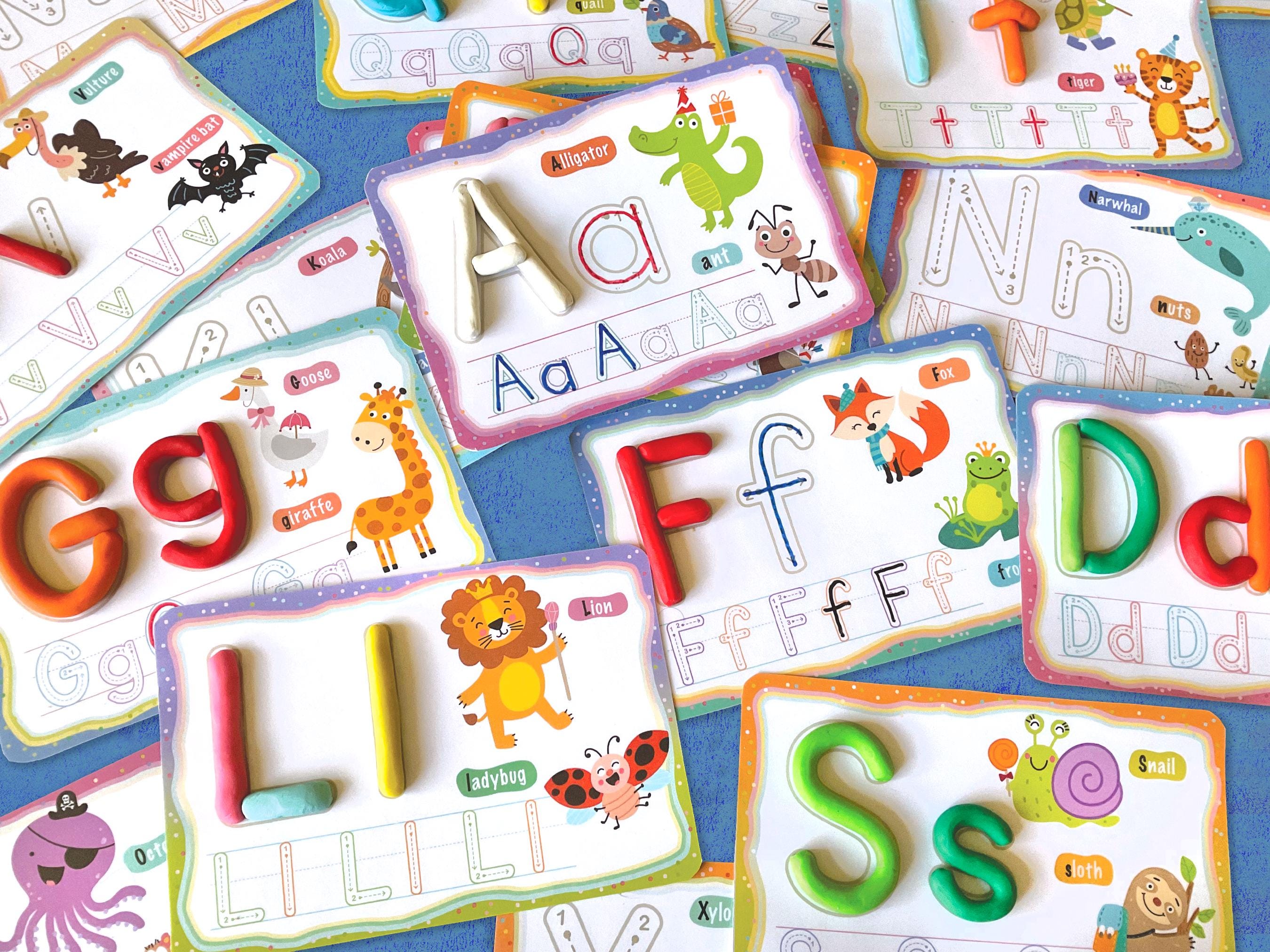 Alphabet Playdough Mats for Kids, Toddler Letter Tracing Mats ...