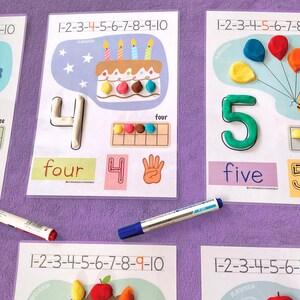 Counting and Numbers Play Dough Mats Printable Preschool Activities ...