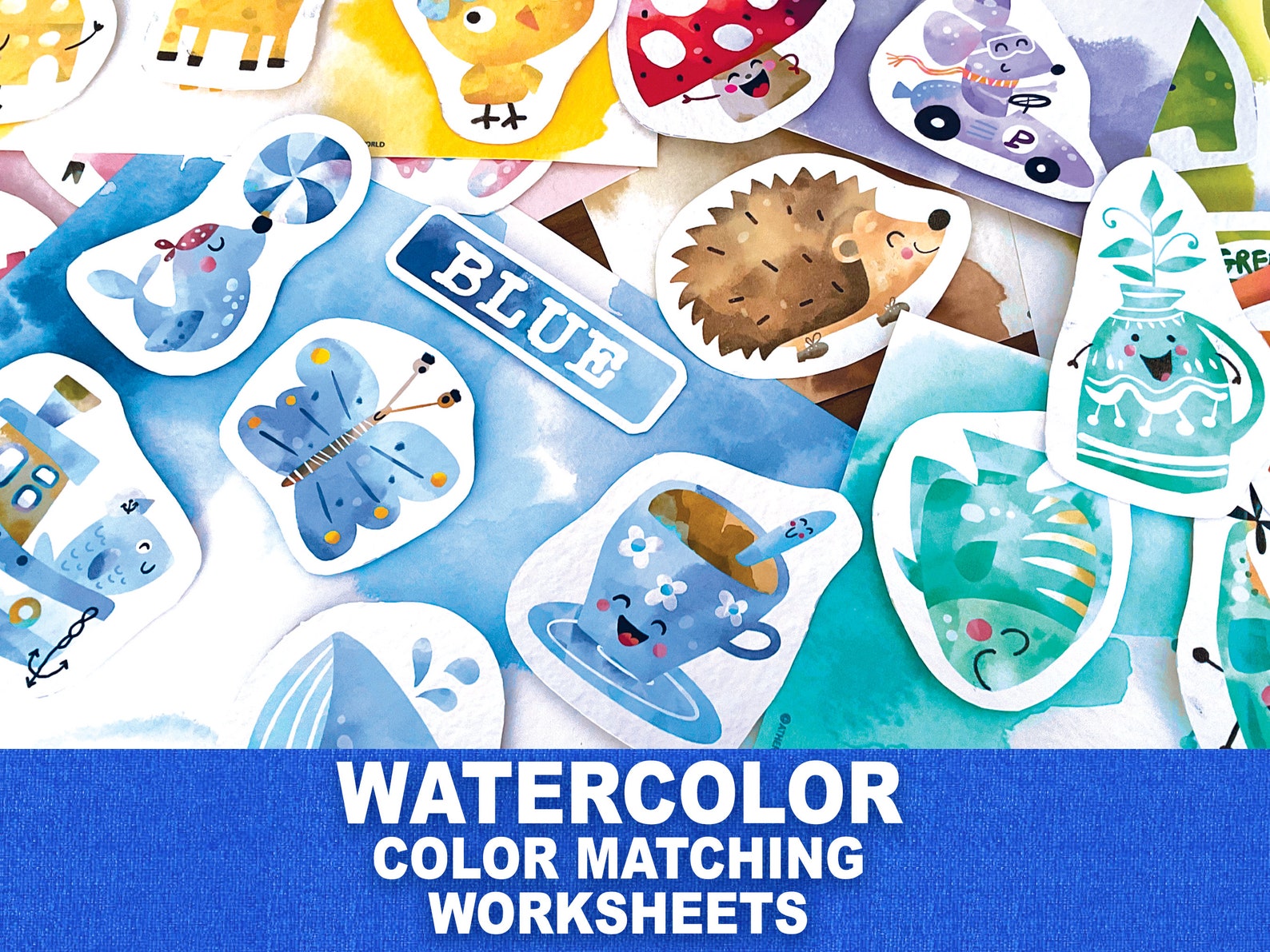 Watercolor Color Matching Worksheets, Sorting Colors,color Sorting ...