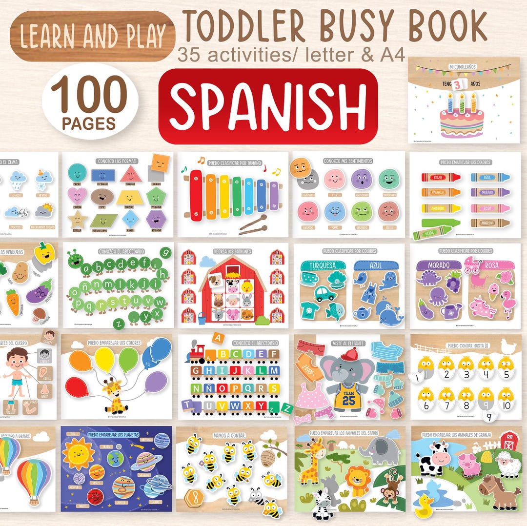 Spanish Busy Book Printable,toddler Learning Binder,homeschool ...