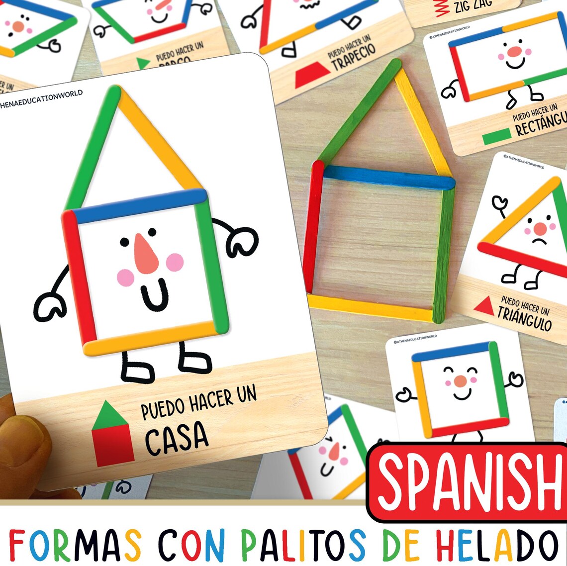 Spanish Popsicle Stick Shapes Activity, Fun Learning Toddler Activity ...