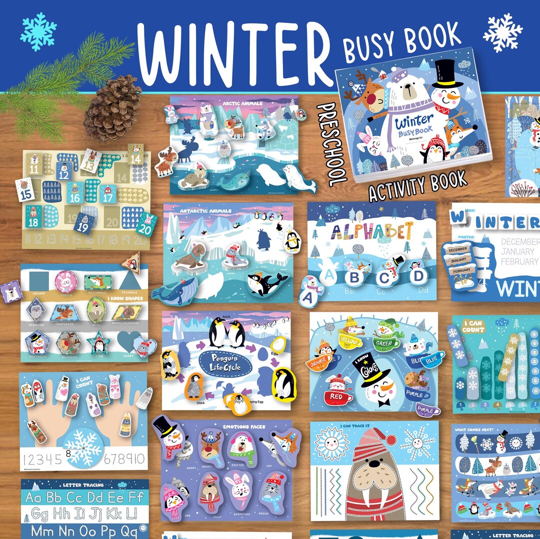 Winter Printable Busy Book, Preschool Curriculum Learning Binder ...