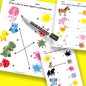 Color Matching Worksheet Activity, Printable Matching Worksheets, Color ...