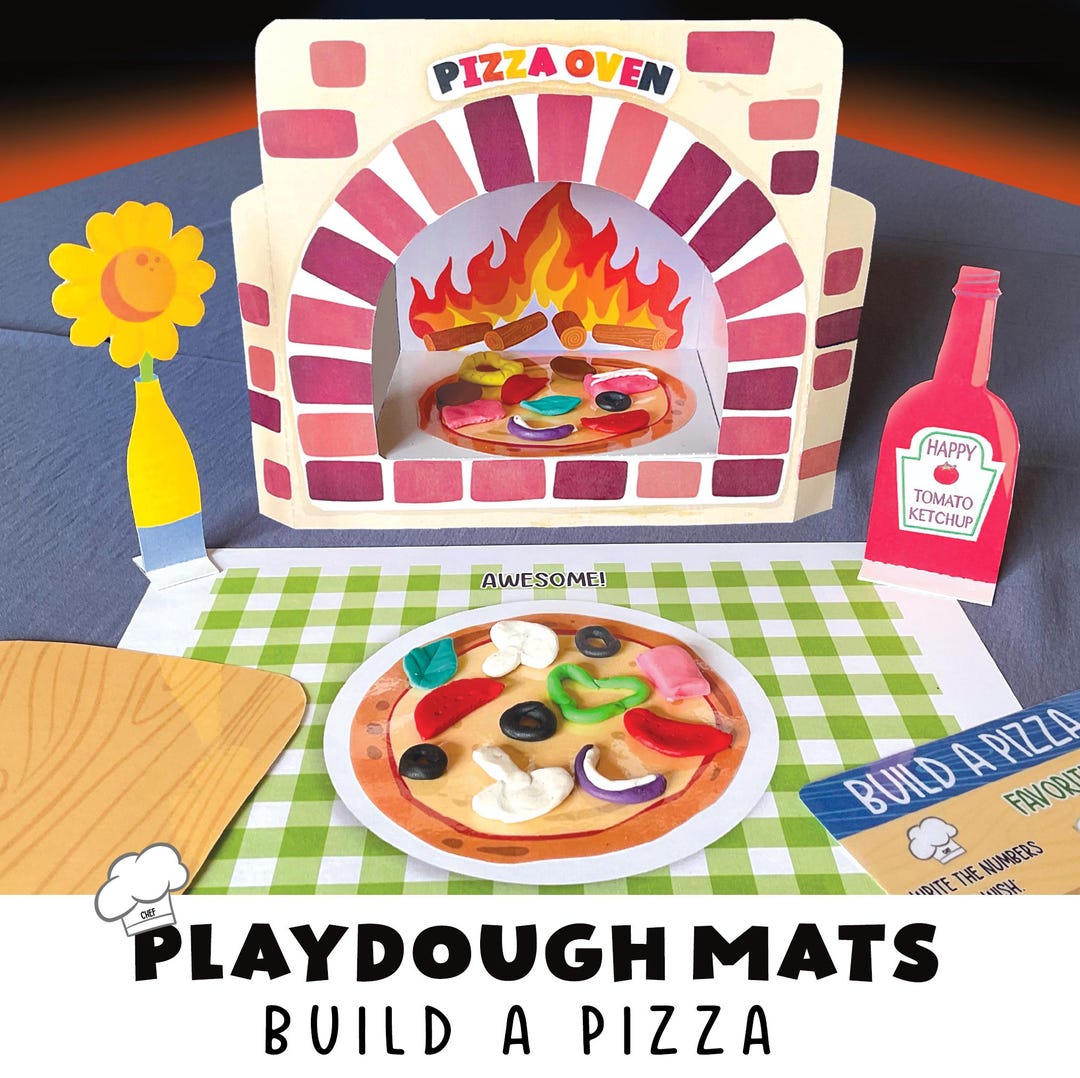 Make a Pizza Activity for Kids: Paper Craft and Play Dough Mats ...