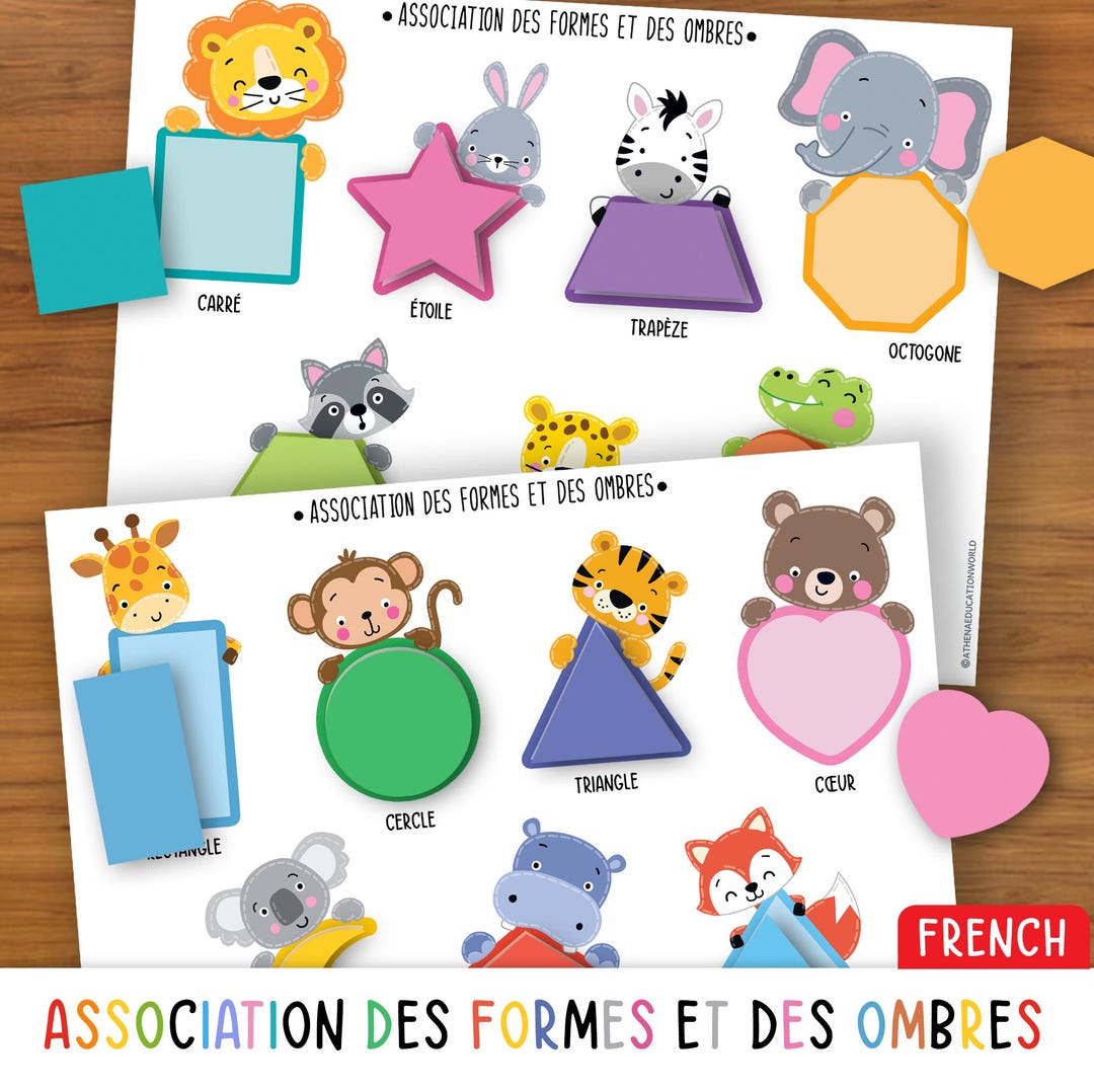 French Shapes Shadow Matching Game for Toddlers & Preschoolers ...