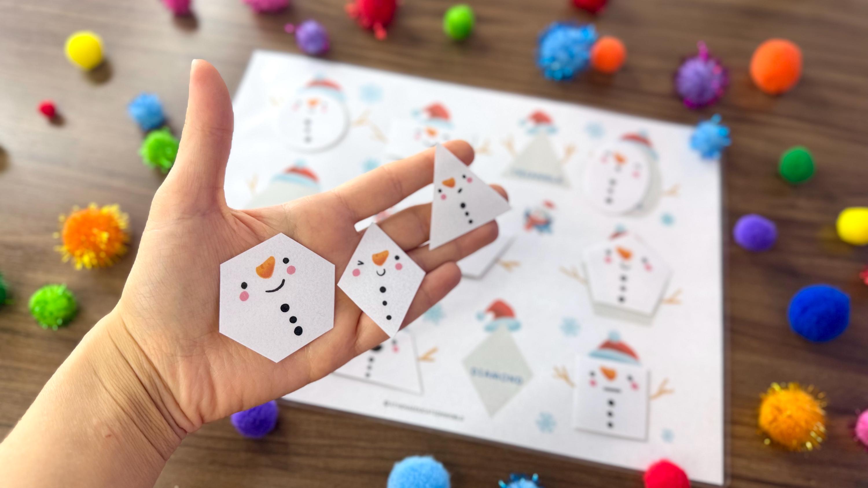Snowman Shapes Printable, Christmas Shape Activities for Kids ...
