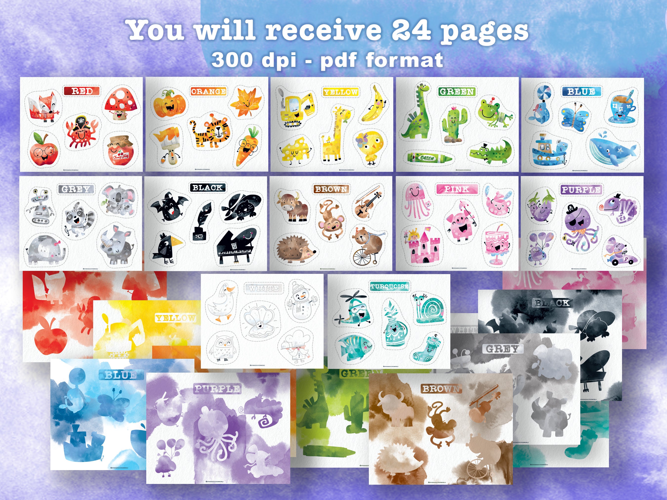 Watercolor Color Matching Worksheets, Sorting Colors,color Sorting ...