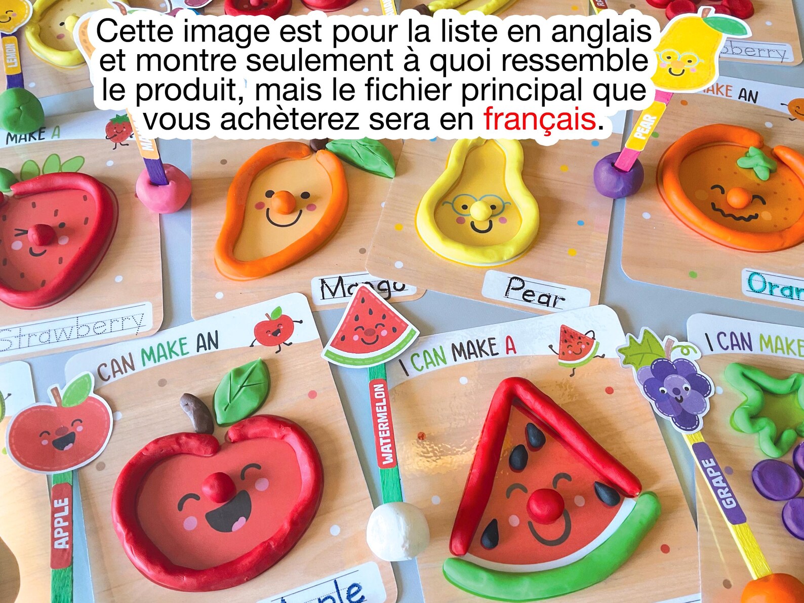 French Playdough Mats Fruits Printable,fun Activity for Kids,learn ...