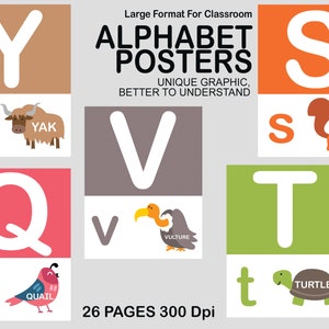 Alphabet Poster Printable Large Format for Classroom Use, Educational ...