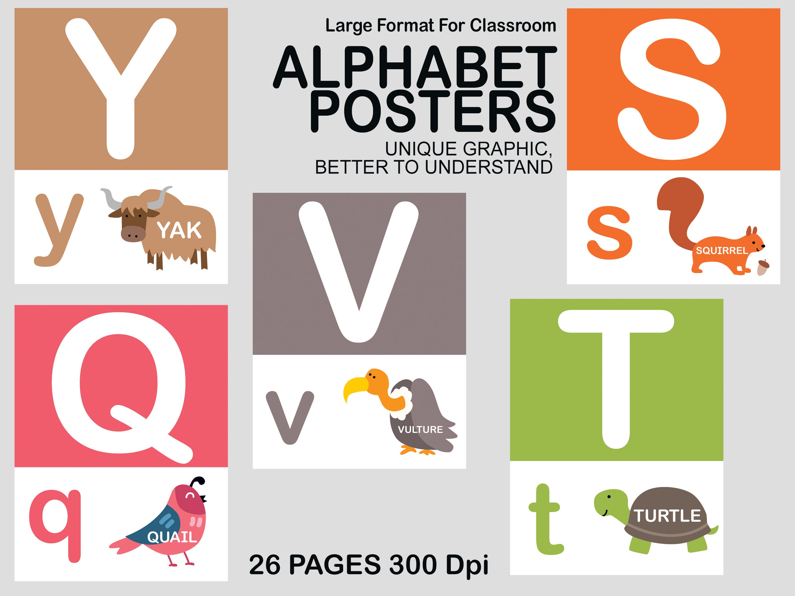 Alphabet Poster Printable Large Format for Classroom Use, Educational ...